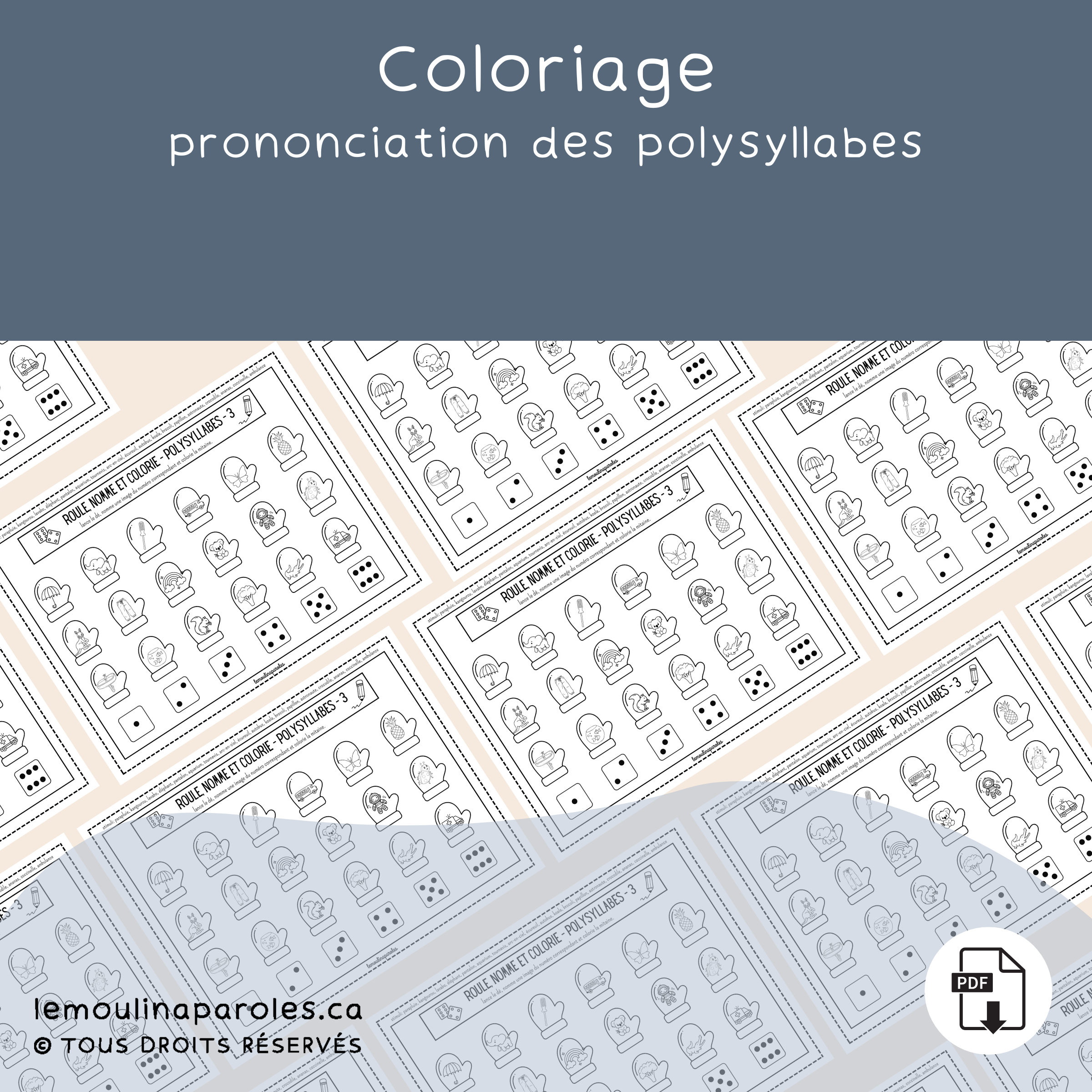 Roule, nomme et colorie - polysyllabes - 3 – Le Moulin à Paroles