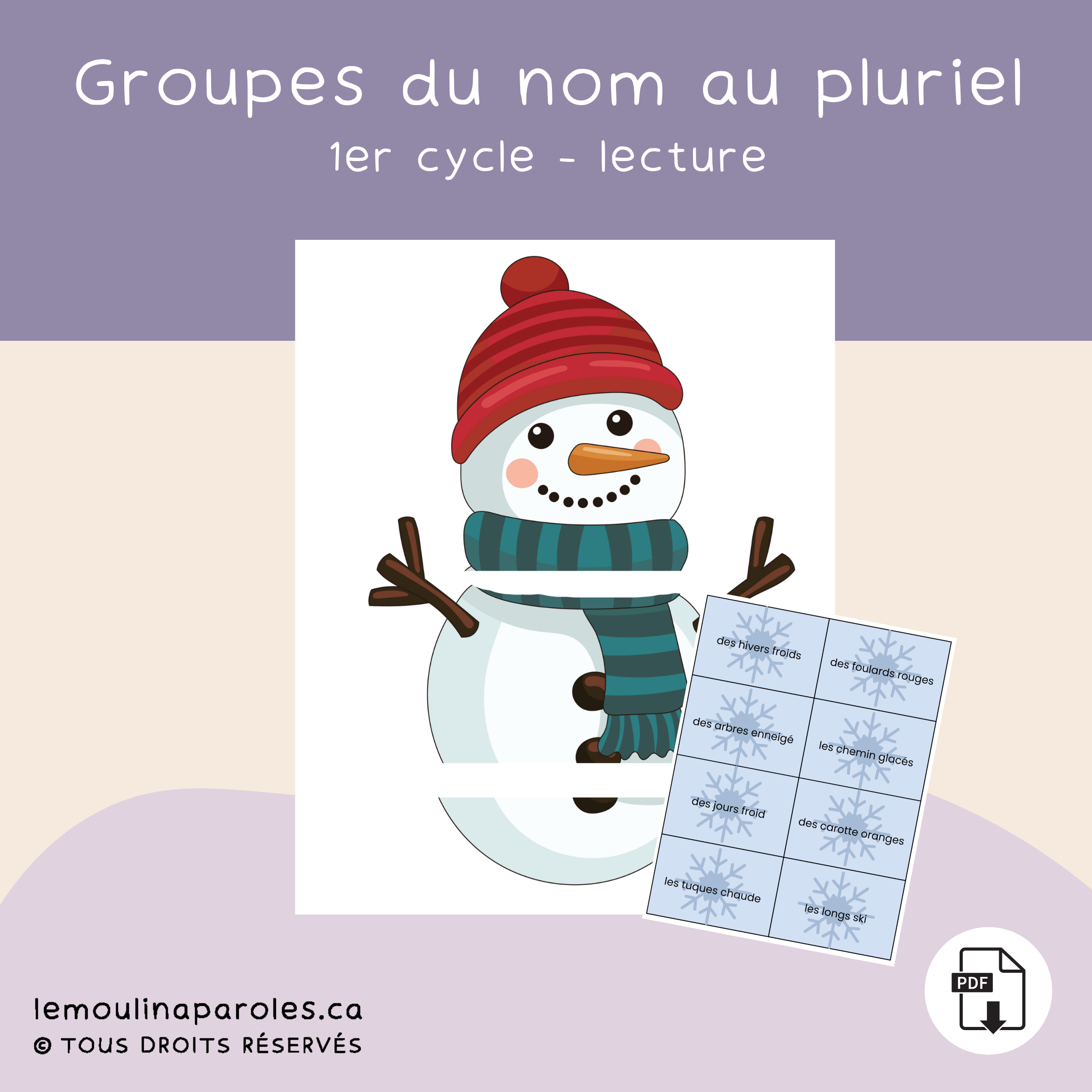 Les bonhommes de neige - 1er cycle - lecture – Le Moulin à Paroles