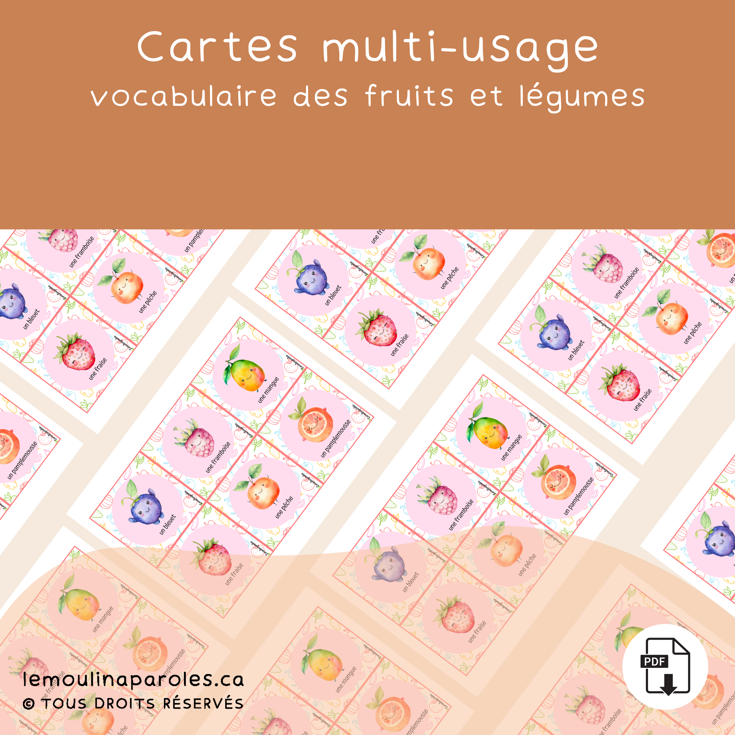Cartes vocabulaire - les fruits et les légumes – Le Moulin à Paroles