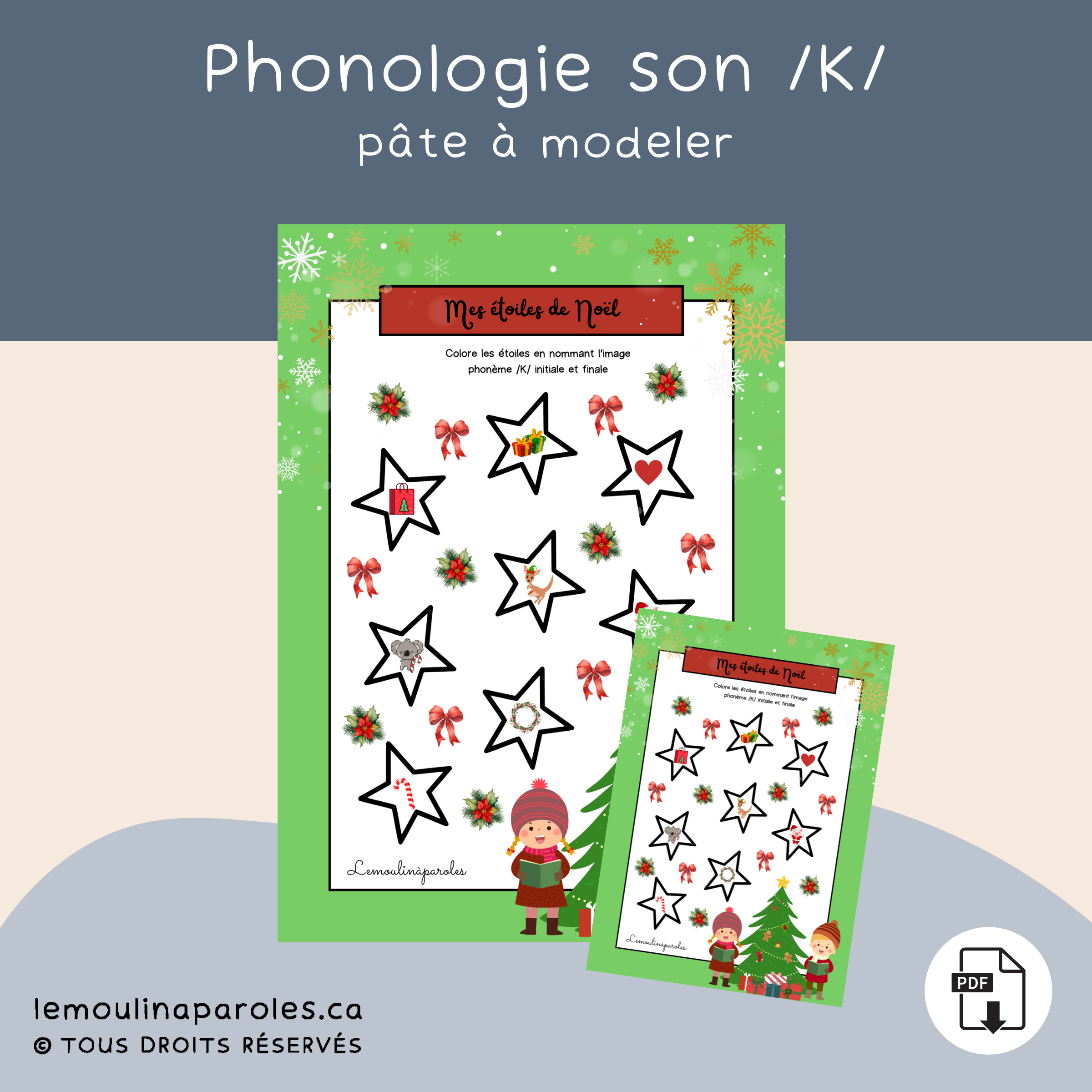 Mes étoiles de Noël - phonème /k/ – Le Moulin à Paroles