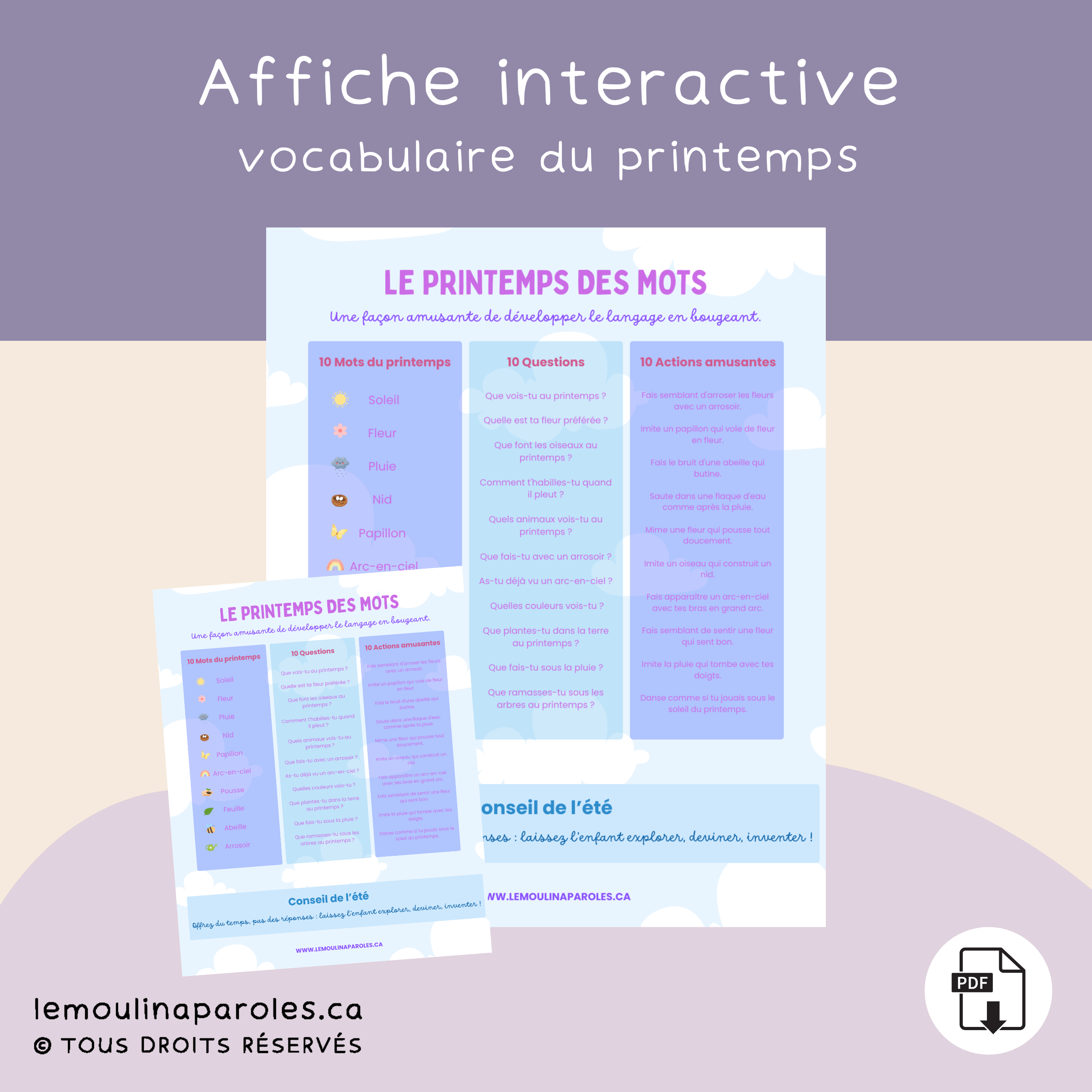 Affiche éducative – Le Printemps des Mots – Le Moulin à Paroles