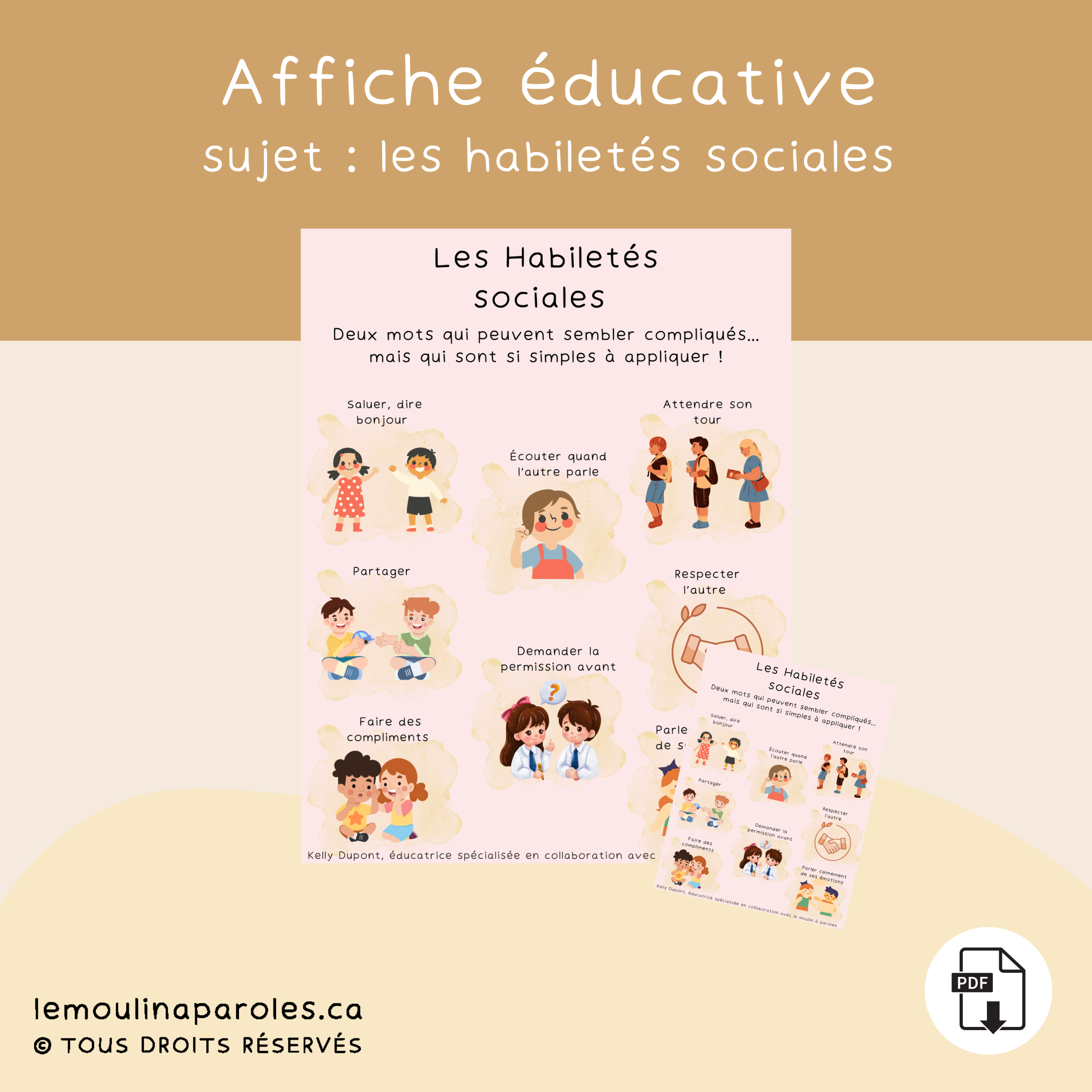 Affiche éducative - les habiletés sociales – Le Moulin à Paroles