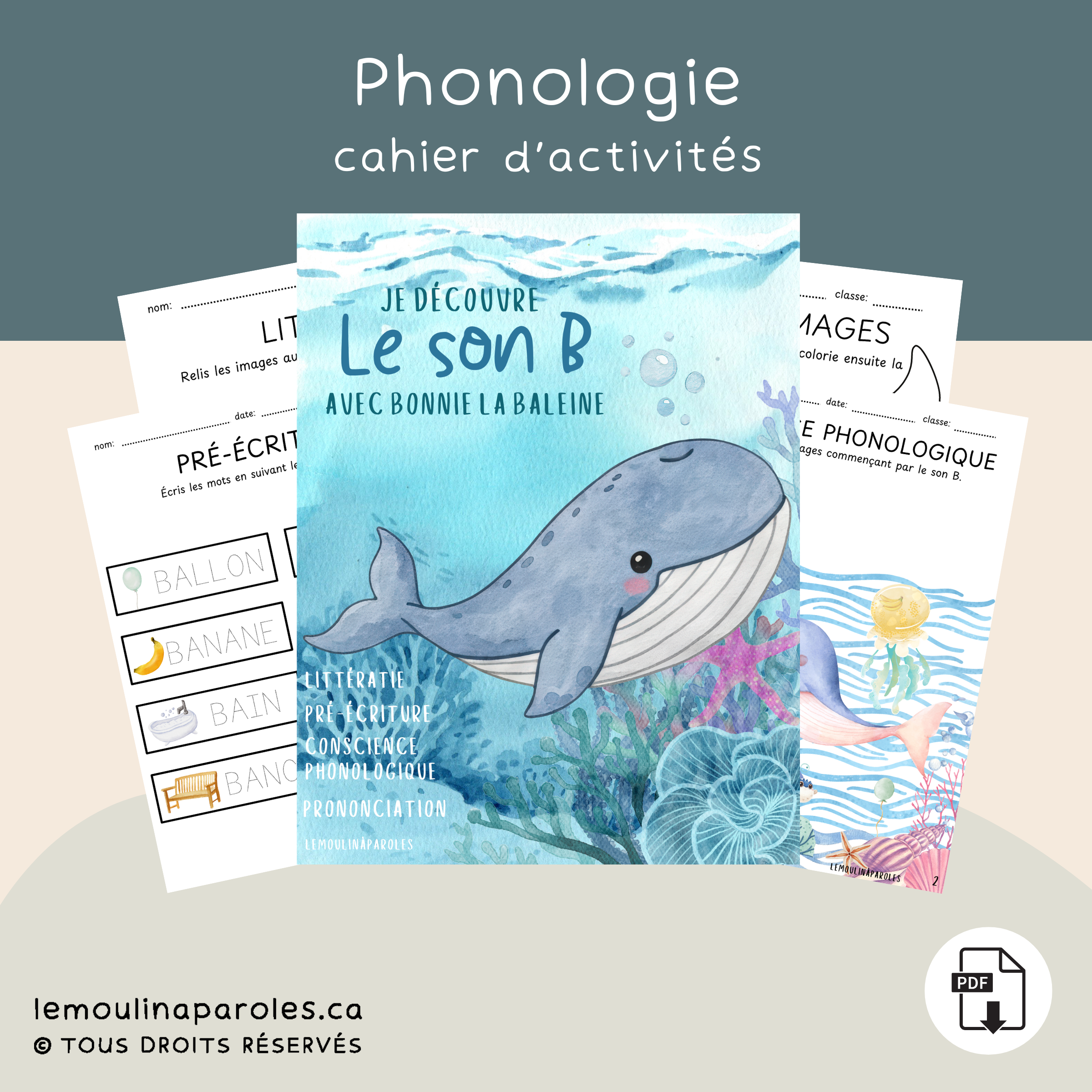 Je découvre le son B avec Bonnie la baleine - Activités éducatives pou ...