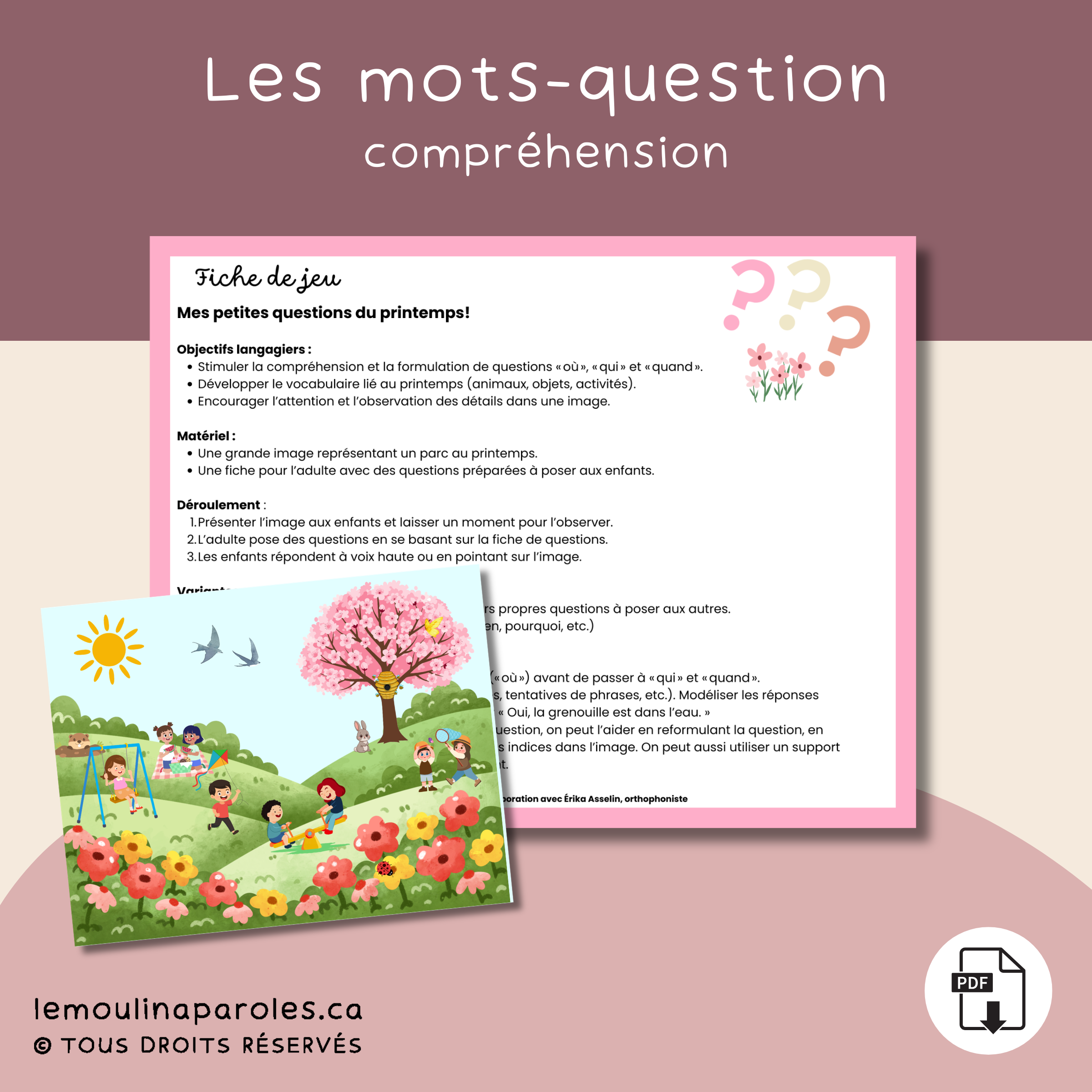 Mes petites questions du printemps (où, qui, quand) – Le Moulin à Paroles