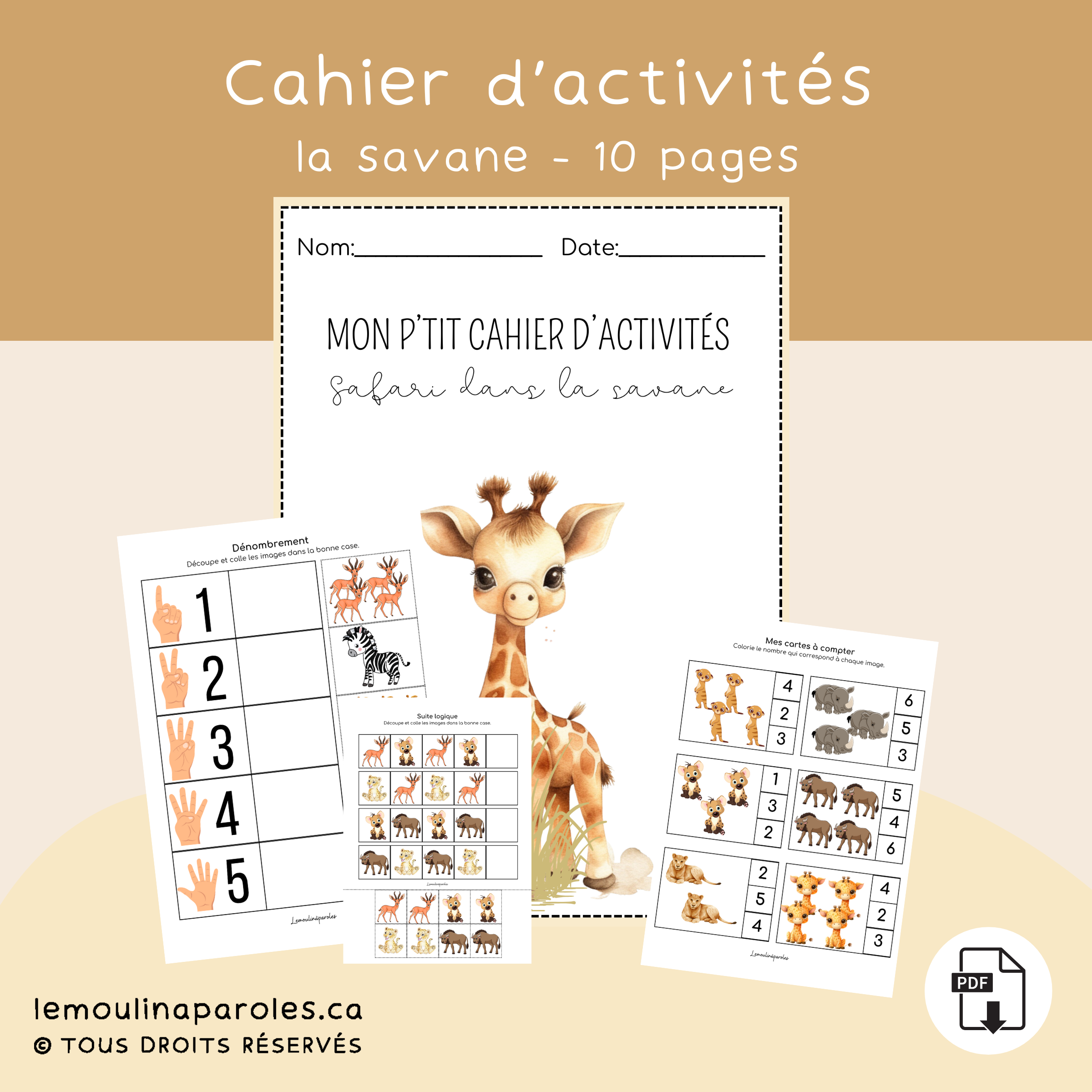 Cahier d'activités - La savane – Le Moulin à Paroles