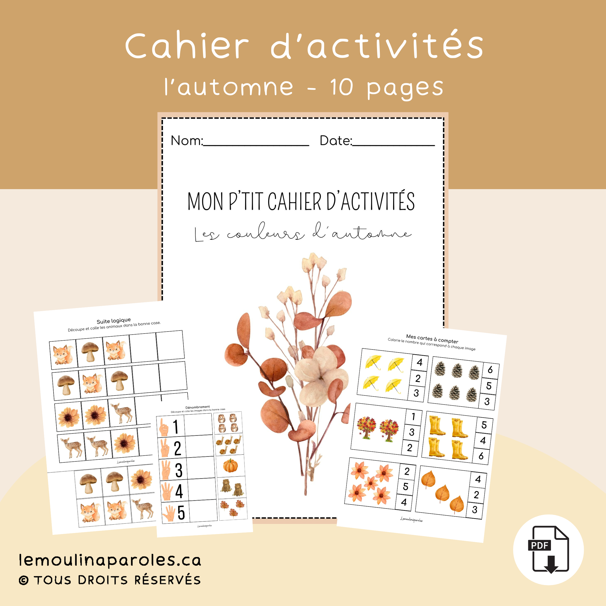 Cahier d'activités - les couleurs d'automne – Le Moulin à Paroles