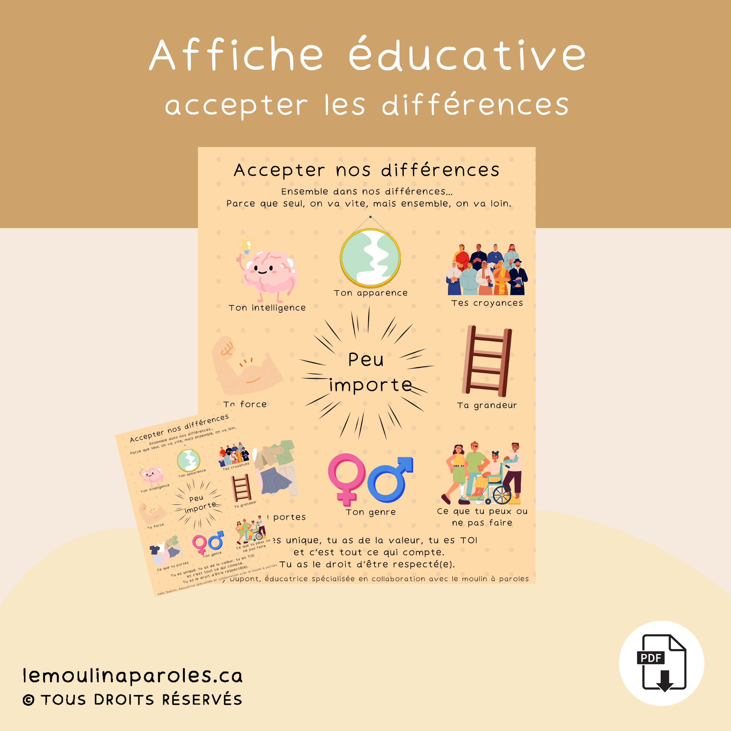 Affiche éducative – Accepter nos différences 🌈 – Le Moulin à Paroles